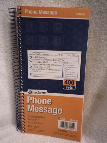 Adams Phone Message Book Carbonless Duplicate 5.50 x 11 Inches- 390 | eBay