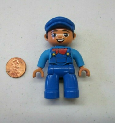 Lego Duplo Train Conductor Blue Hat 2.5" Figure Engineer Station Worker ...