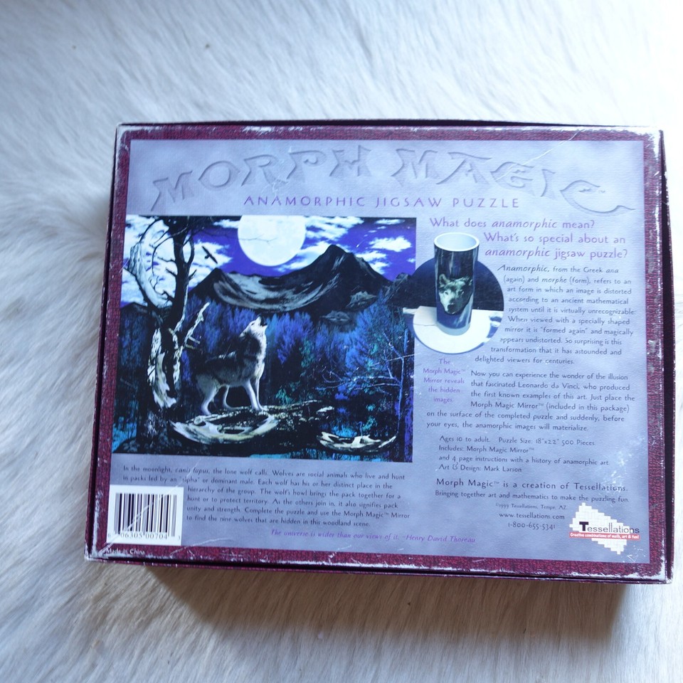 MORPH MAGIC Puzzle Anamorphic Vintage Mystery Puzzle Game Vintage WOLF ...