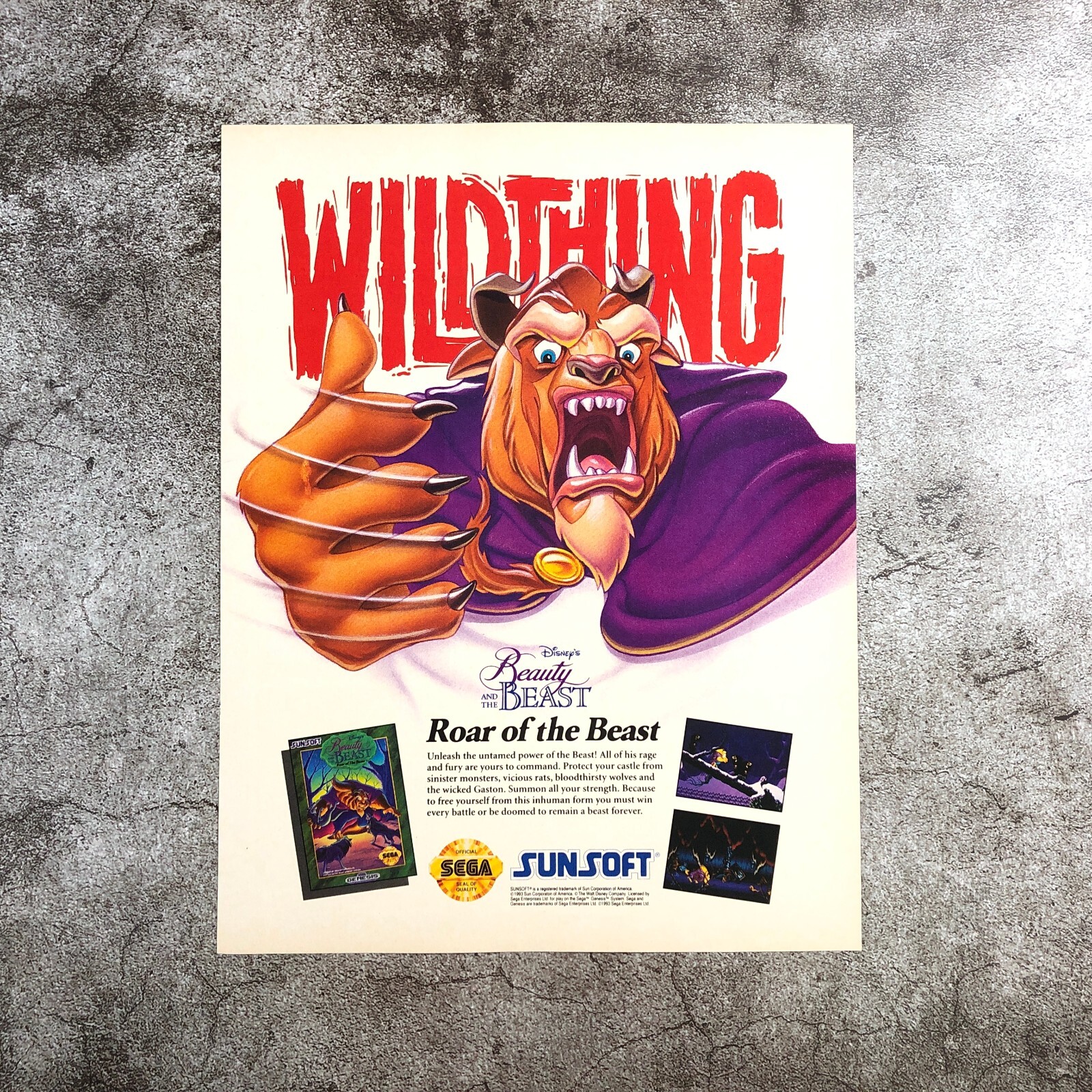 1994 Beauty And The Beast Roar Of The Beast Retro Video Game PRINT AD ...
