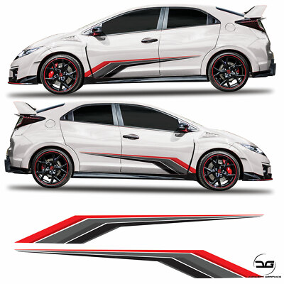 Side Stripe Racing Graphics for Honda Civic FK2 Type R Vtec Vinyl ...