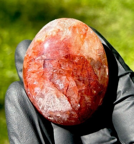 Hand Polished Sparkly RED FIRE QUARTZ Hematoid Crystal Palm Stone ...