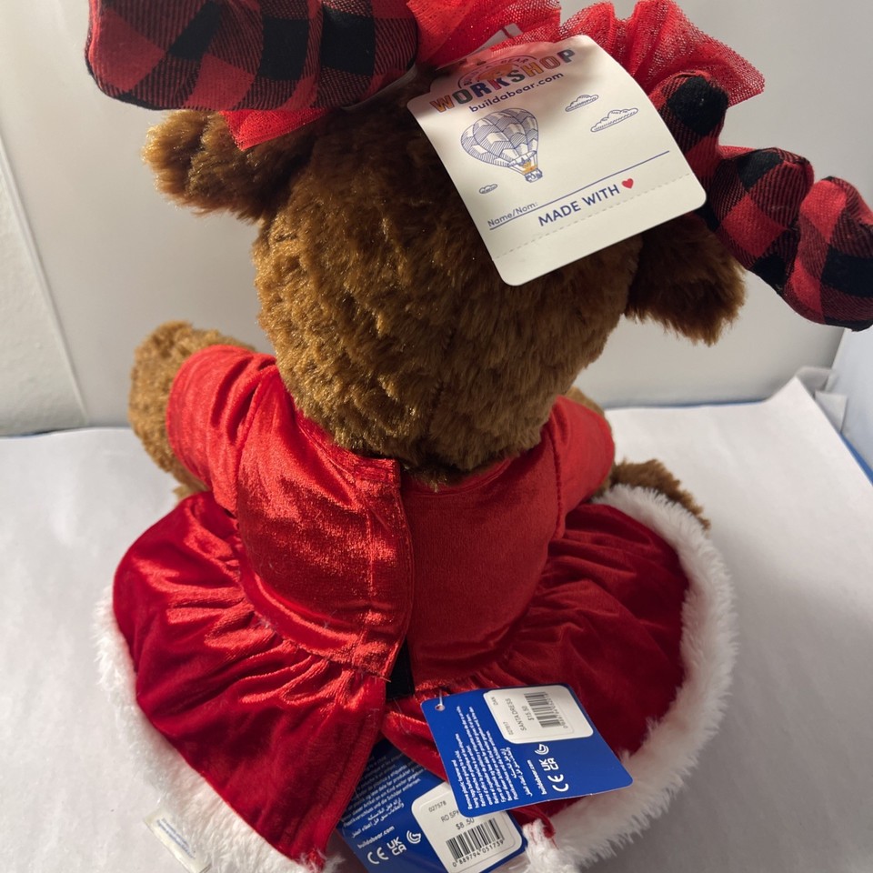 Build A Bear Winter Wishes Moose Red Checkered Buffalo Plaid w ...
