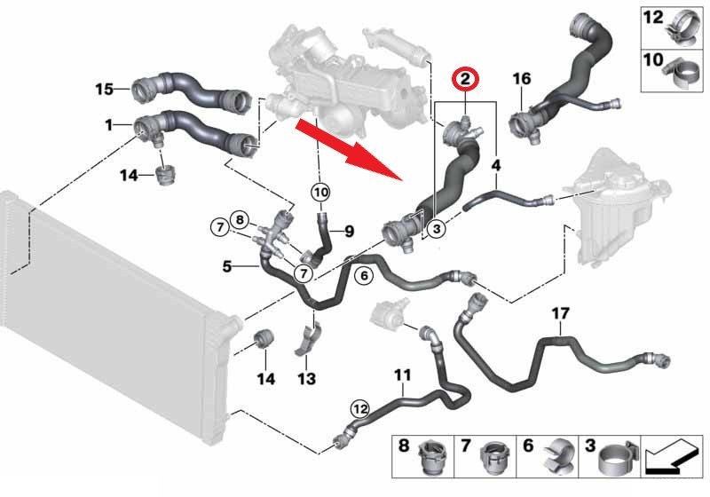 Coolant Hose For BMW 5 GT (F07) Gran Turismo 530D 535D XDRIVE ...