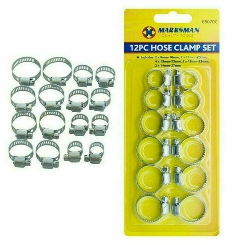 12pc Jubilee Stainless Steel Hose Clamp Fuel Pipe Clips Set 18mm - 27mm ...