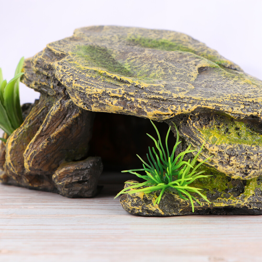 Reptile Hideaway Resin Cave Hideaway With Basking Platform For Turtles ...