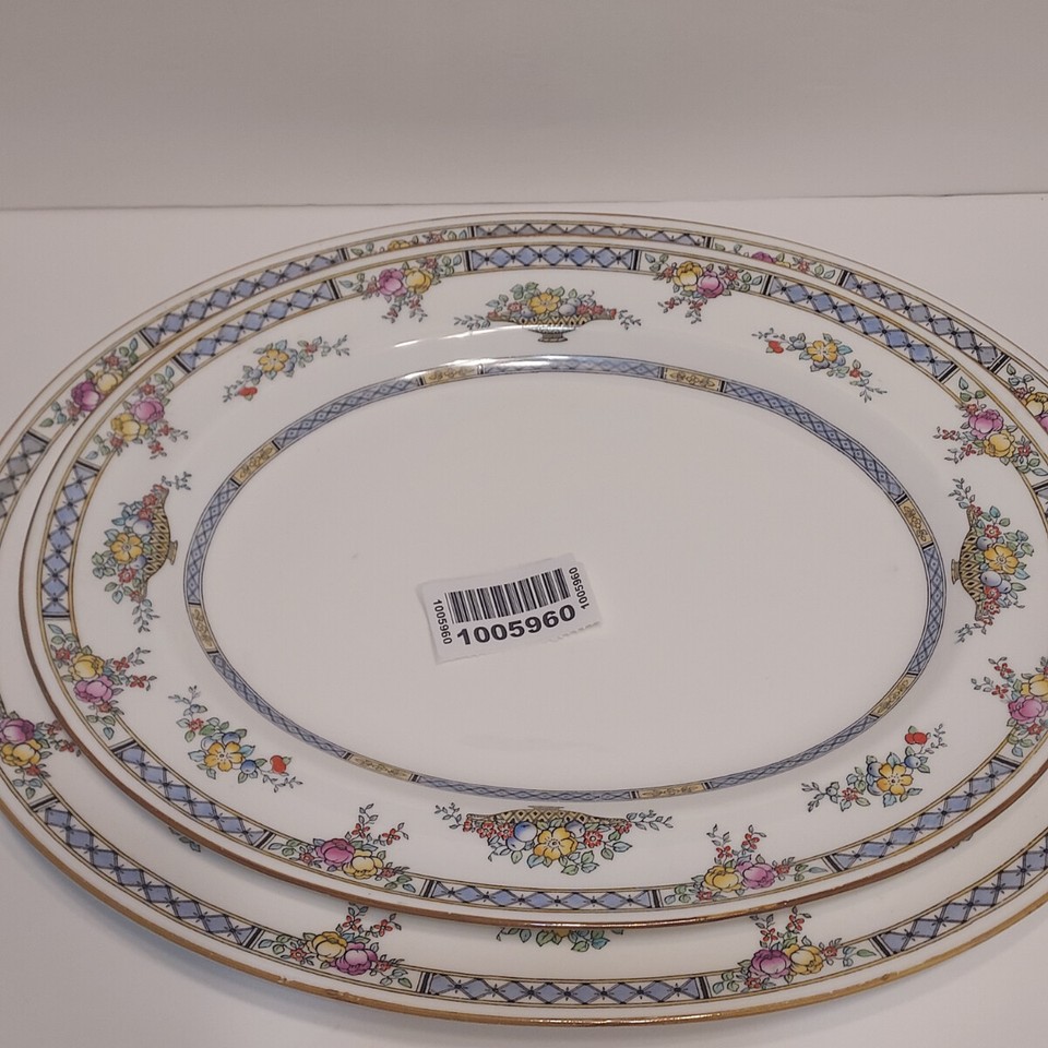 Vintage Oval Strathmore Multicolor Floral Gold Rim Serving Platters ...