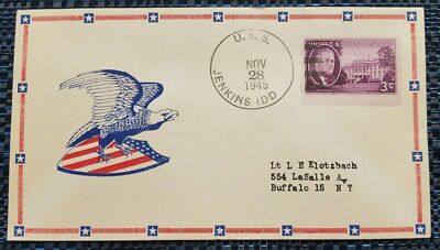 1945 US Navy Cover American Eagle Shield Cachet USS Jenkins DD 447 to ...