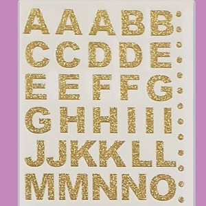 GOLD GLITTER ALPHABET Letter Stickers Self Adhesive ABC Craft Sticky ...
