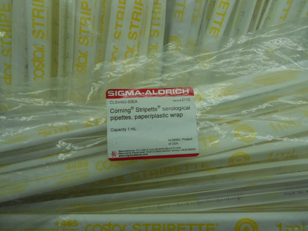 LOT OF 200 COSTAR STRIPETTE 4485 SEROLOGICAL STERILE PIPET 1mL IN 1 ...