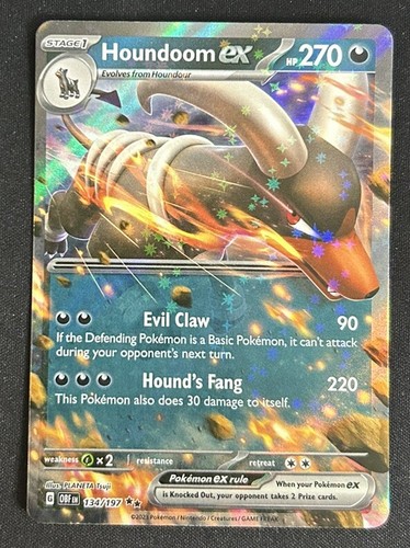Houndoom EX 134/197 Obsidian Flames Double Rare Holo Pokemon TCG Card ...