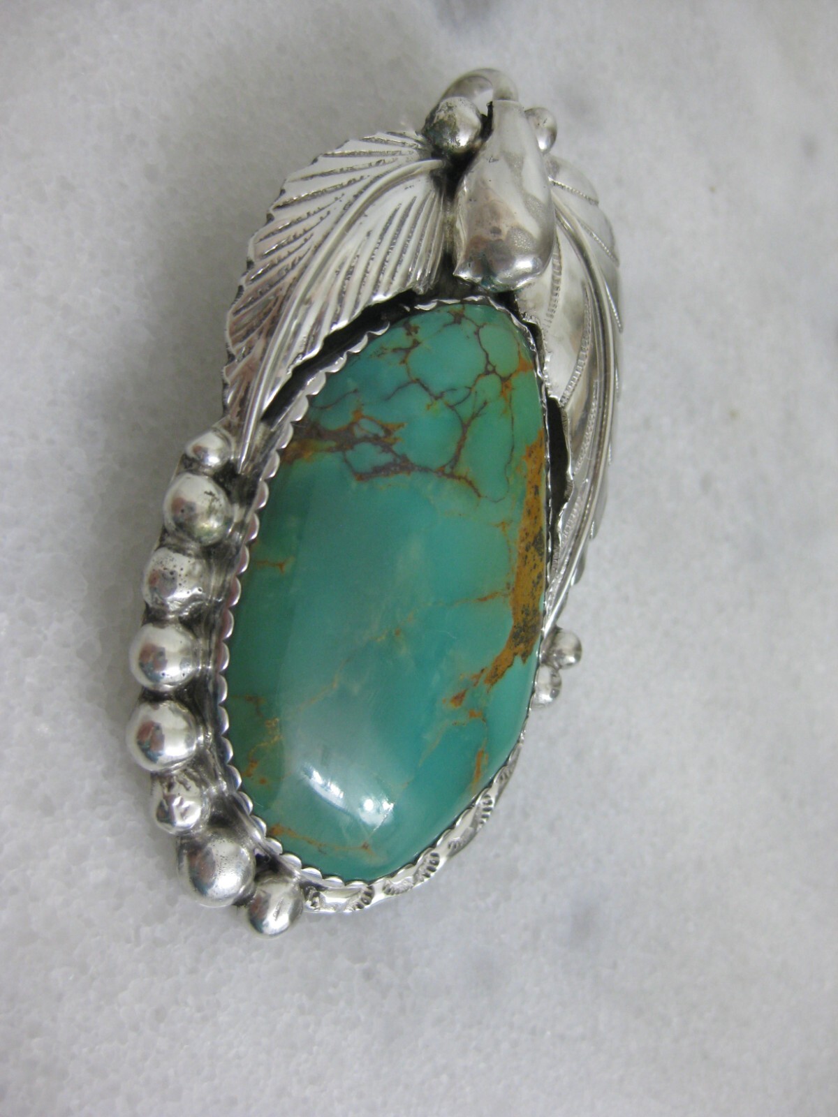Vtg Verdy Jake Navajo Turquoise Pendant Royston Large Sterling Silver ...