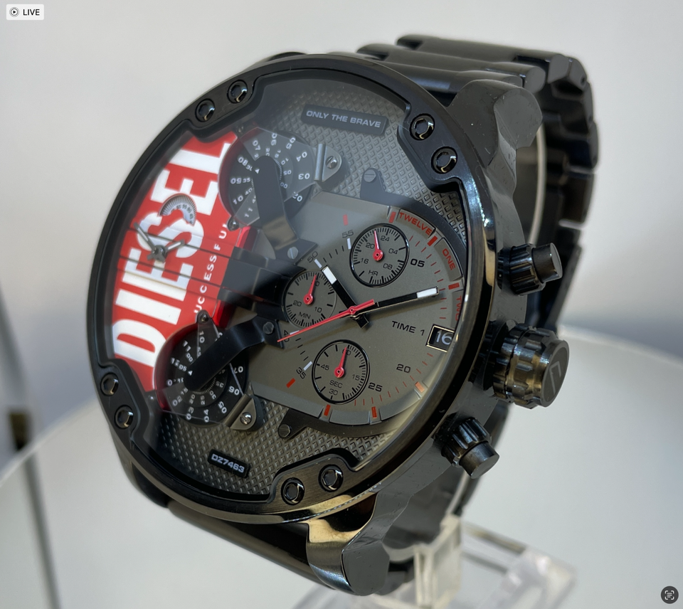 2025 NEW Diesel Men's MR. DADDY 2.0 Black Red Stainless Steel WATCH ...