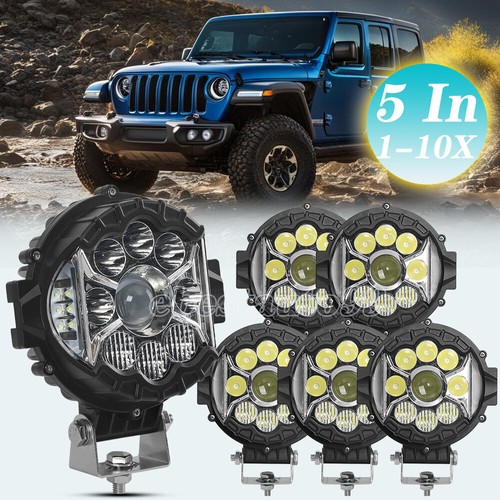 10x 5 Inch Round LED Work Light Pods Fog Spot DRL Offroad Bumper Bar ...