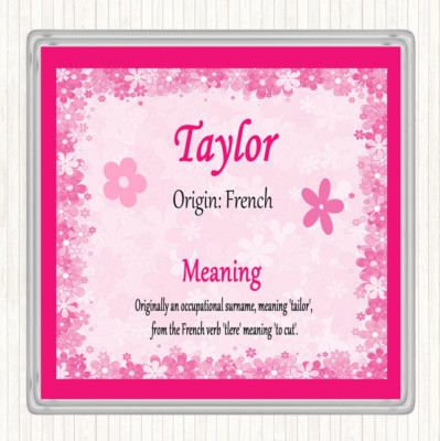 Taylor Name Meaning Drinks Mat Coaster Pink | eBay