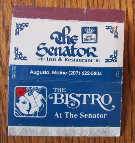 MATCHBOX COVER: SENATOR INN & RESTAURANT AUGUSTA, MAINE EMPTY ...