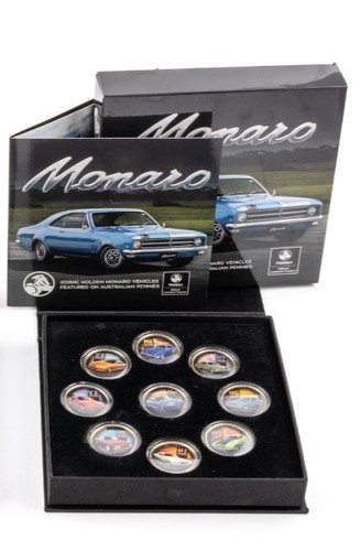 Holden Monaro 24k Gold Plated 9 Coin Penny COLLECTION Set With Enemald ...