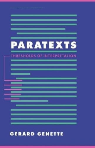 Gerard Genette Paratexts (Paperback) Literature, Culture, Theory (US ...