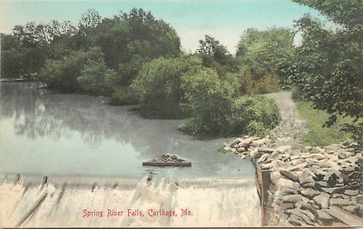 c1910 Hand-Colored Postcard; Spring River Falls, Carthage MO Jasper ...