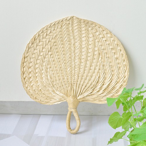 Pure Handmade DIY Heart Shaped Palm leaves Woven Fan Cooling Fan ...