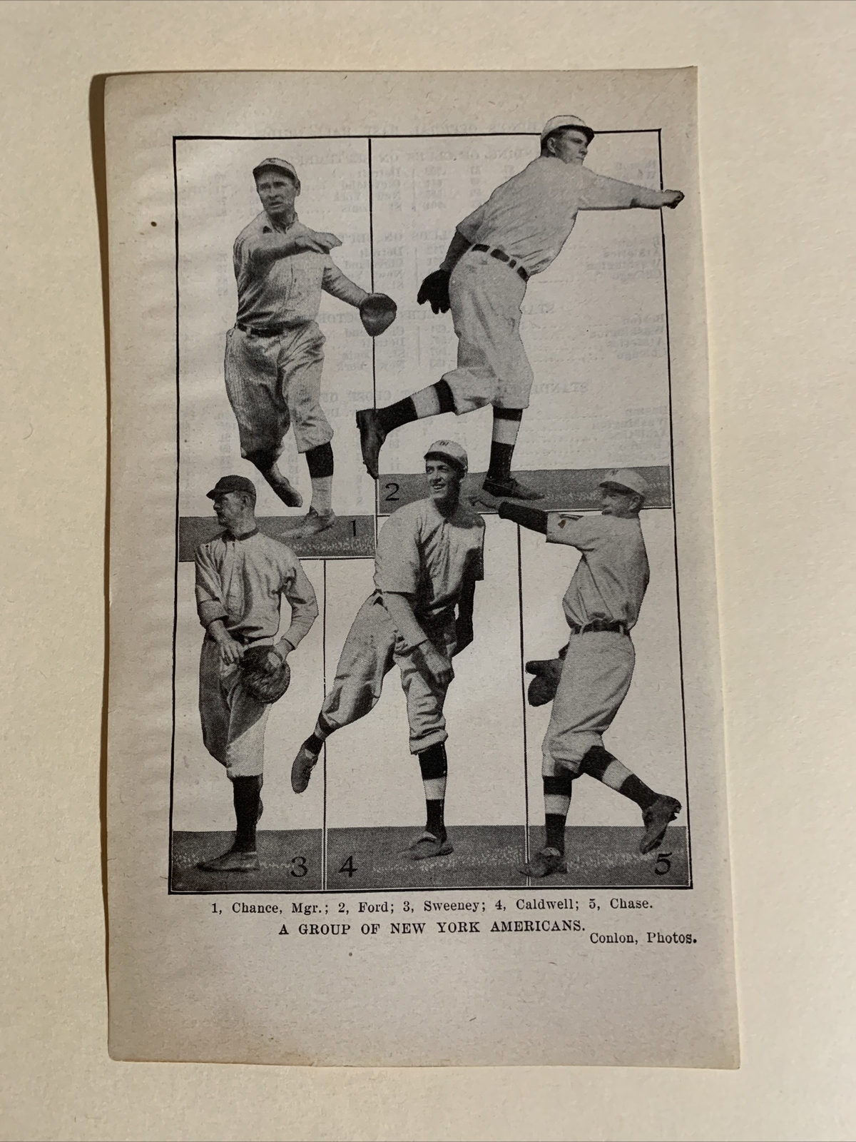 New York Highlanders Frank Chance Russ Ford 1912 Baseball Team 4X6 ...