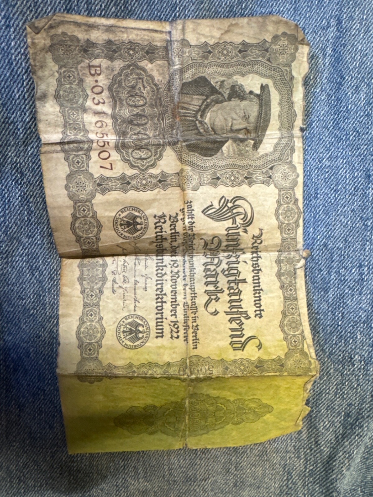 1922 GERMANY BANKNOTE 50000 Reichs Mark Note German Money WW1 Europe ...