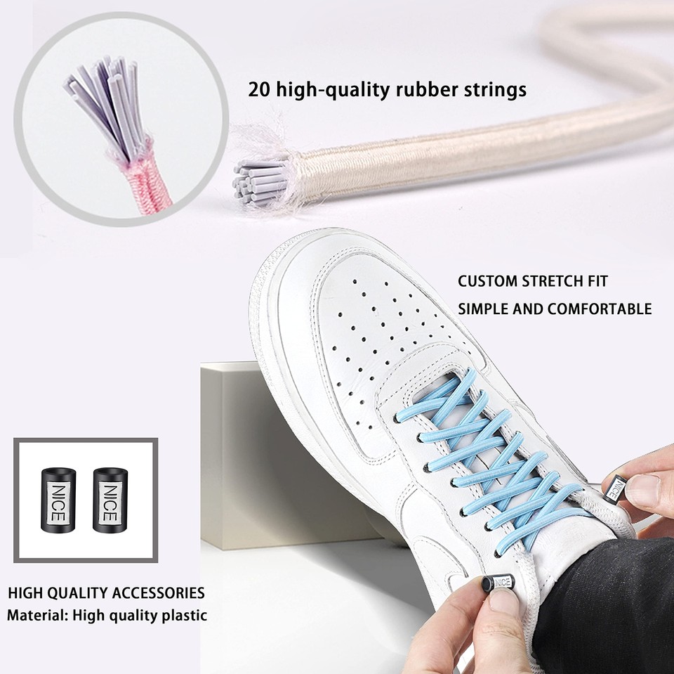 Elastic Shoelaces No-Tie Lacing System for Kids and Adult Shoes Elastic ...