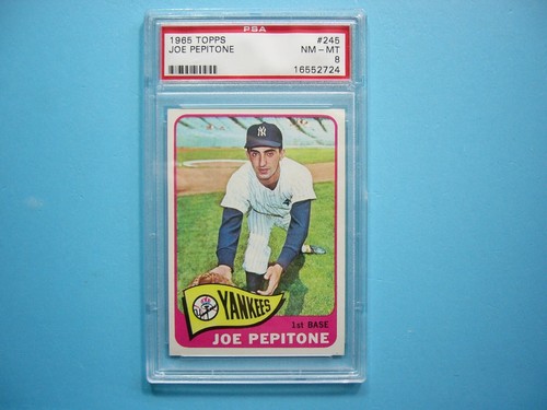 1965 TOPPS MLB BASEBALL CARD #245 JOE PEPITONE PSA 8 NM/MINT SHARP+ GL ...