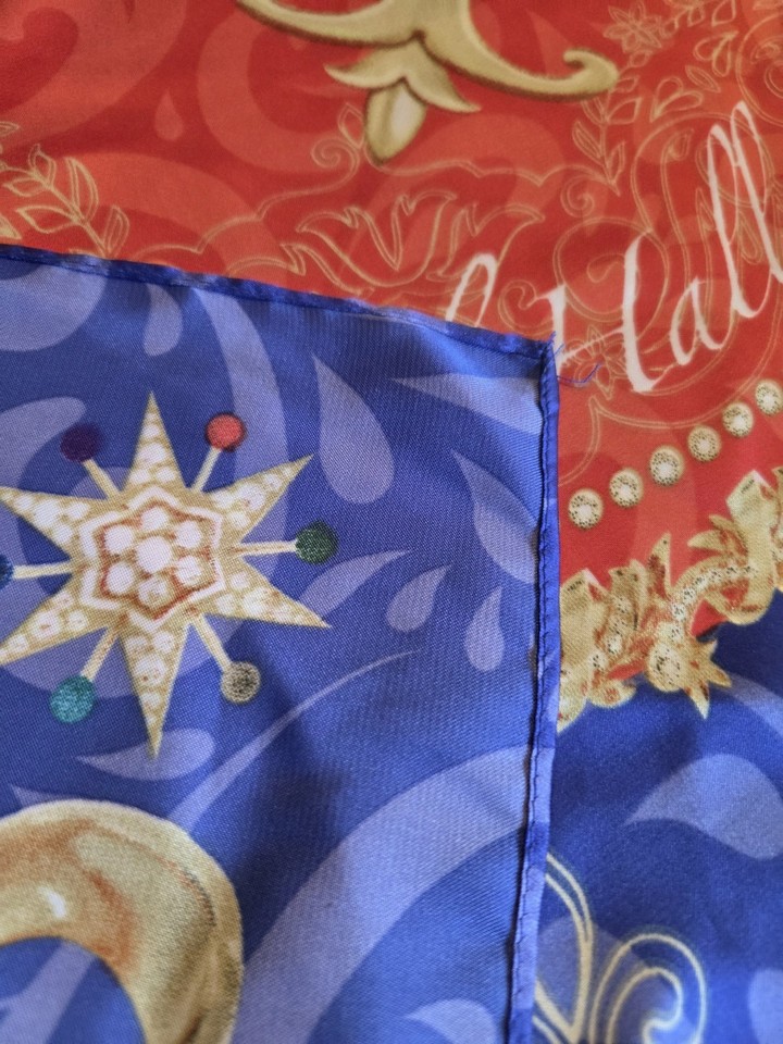 Vtg DAR Memorial Contential Hall Medallion Large Scarf Shawl Red Blue ...