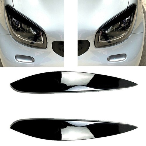 Headlight Eyelid Cover Eyebrow Trim For Benz Smart 2014 2015+ Black ...