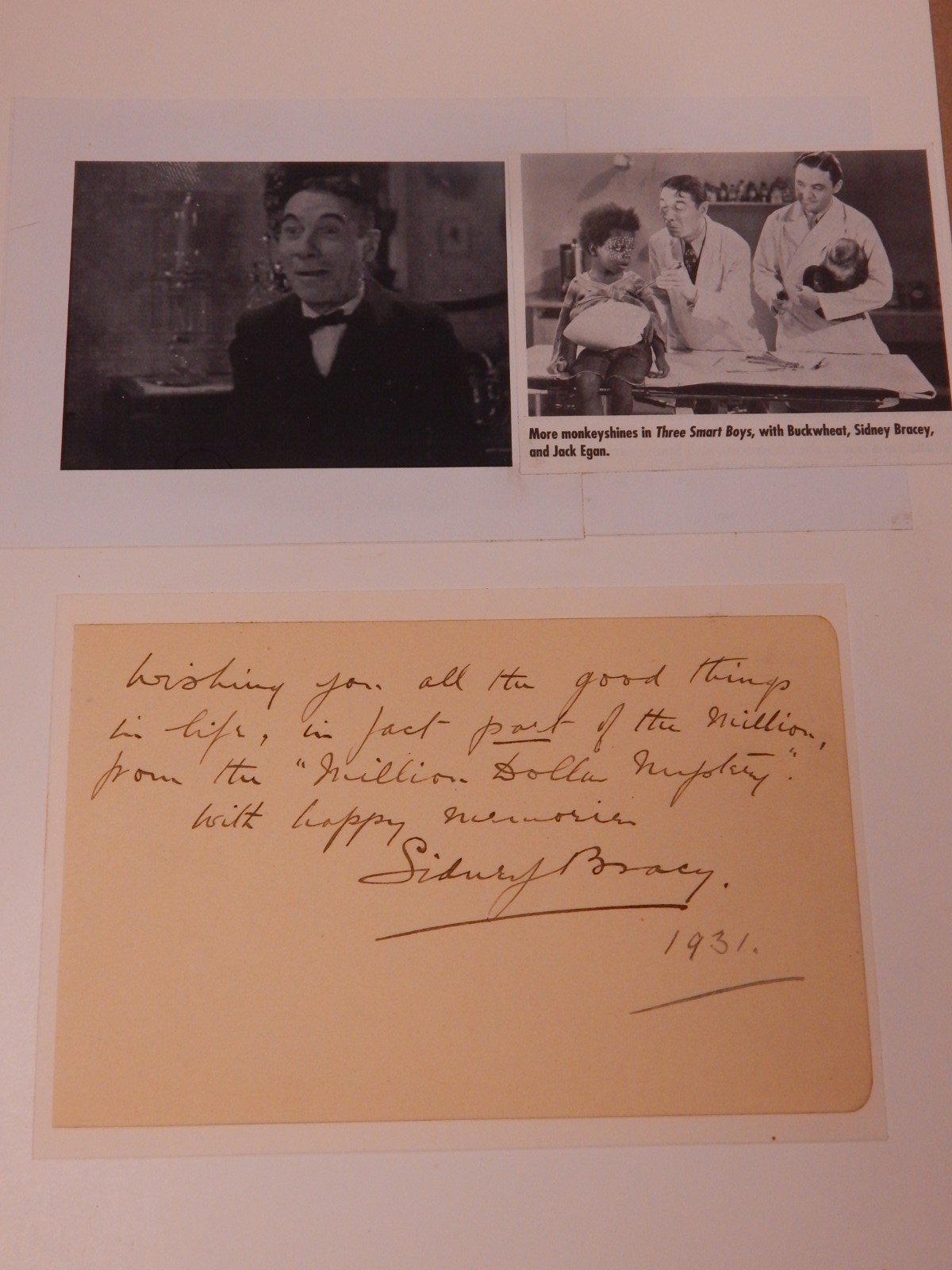 Original Signed Auto Hand Written Letter Sidney Bracey Our Gang ...