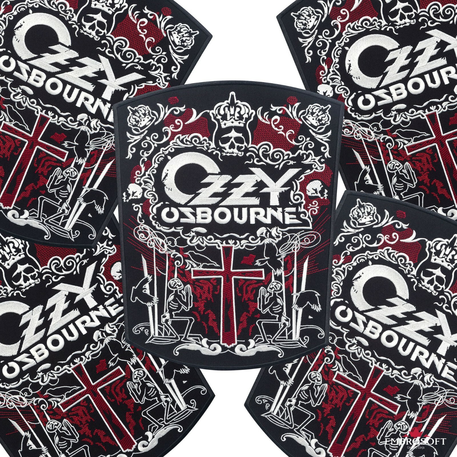 Ozzy Osbourne Large Patch Crown Skull Hard Rock Embroidered Iron On 11. ...