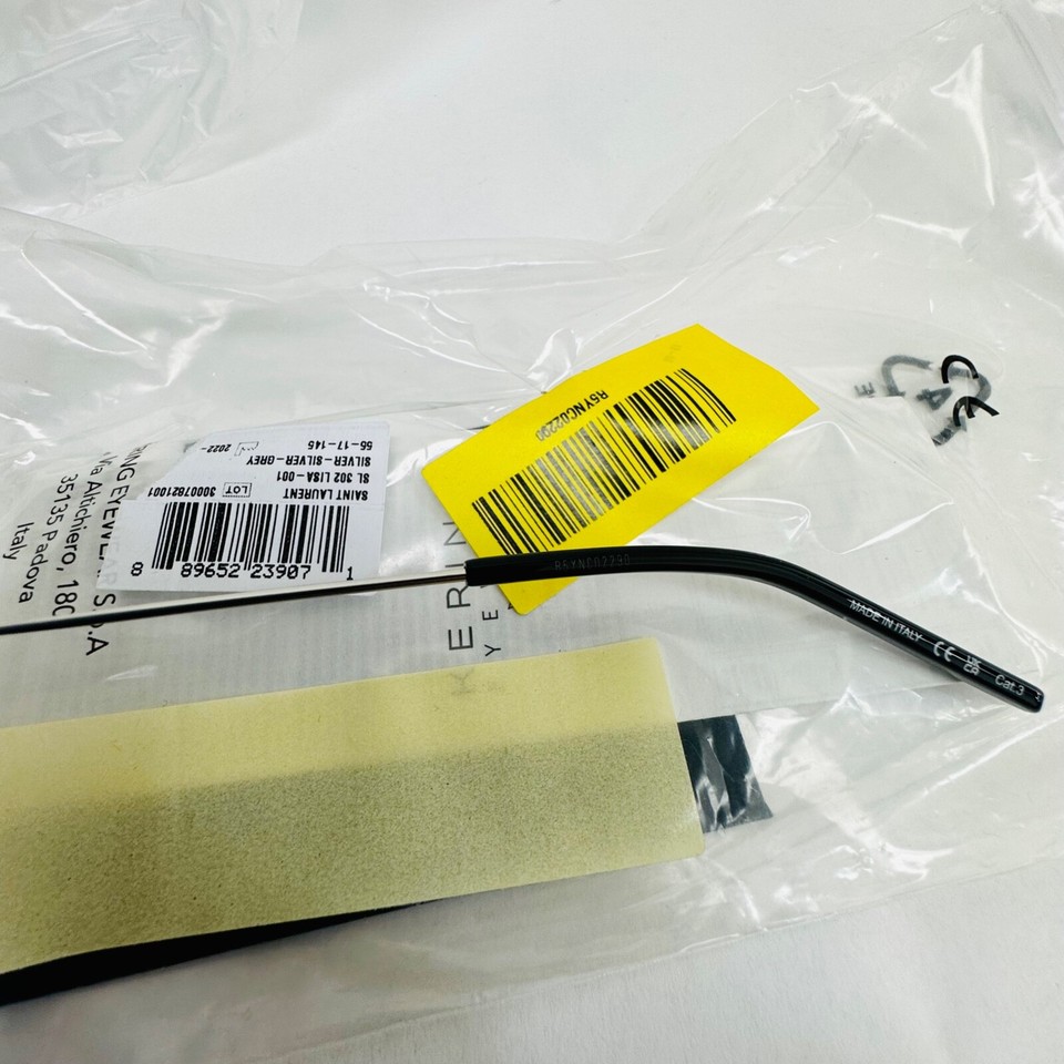 SAINT LAURENT LISA YSL SL302 001 Silver Black Diamond Sunglasses 302 ...