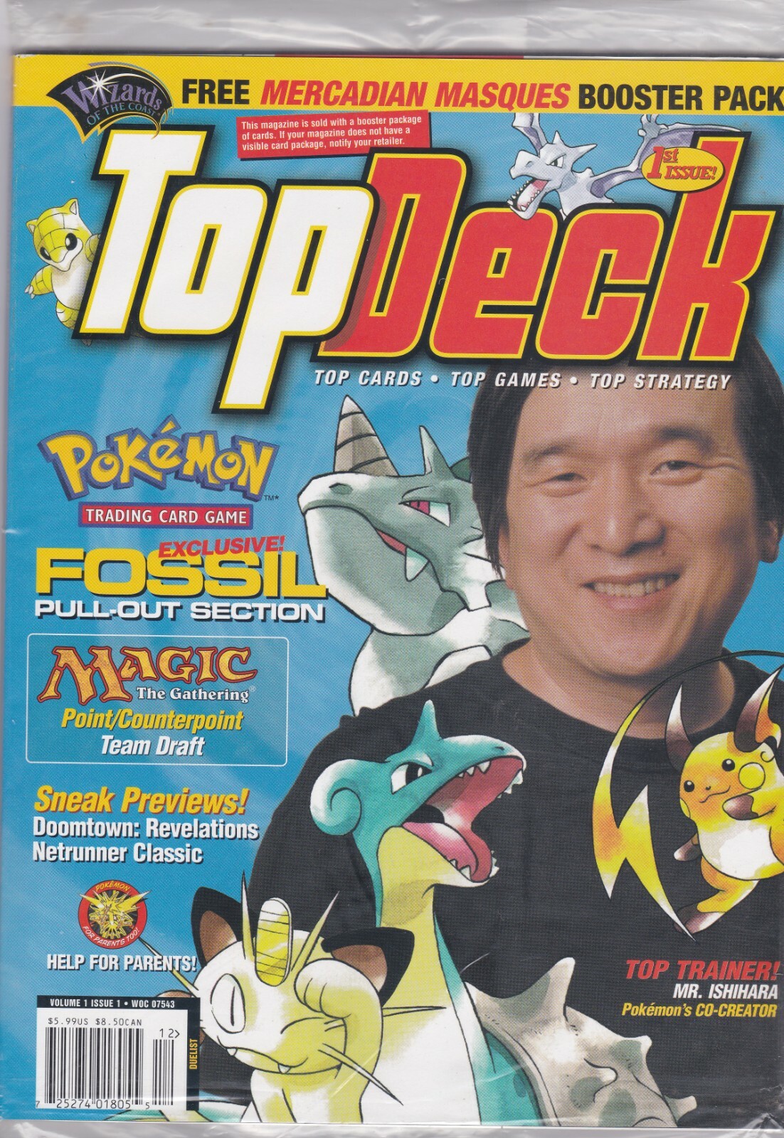 TOP DECK Magazine #1 DECEMBER 1999 BAGGED (no pack) w POKEMON Gold ...