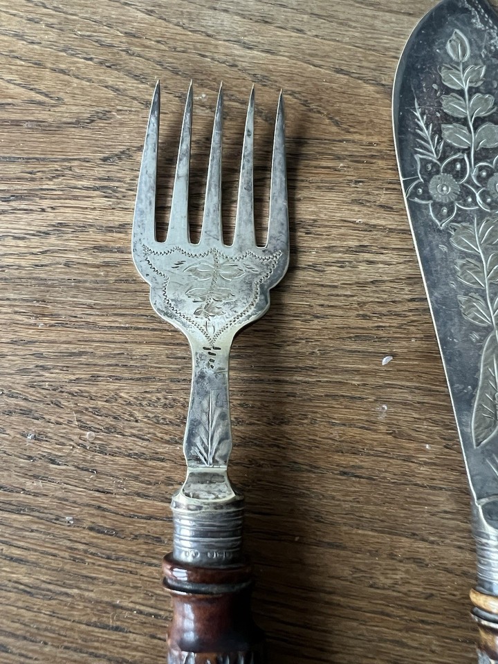 Vintage Silver Plated Fish Serving Set With Antler Handles | eBay UK