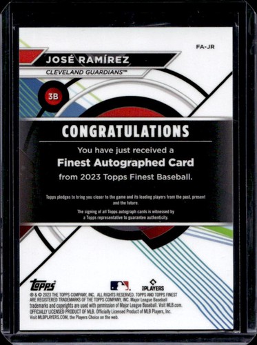 2023 Topps Finest Jose Ramirez Auto Gold Refractor #33/50 | eBay