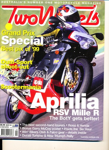 Two Wheels Magazine Feb 2000 RSV Mille R Cagiva Moto Guzzi Quota BMW ...
