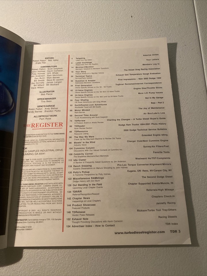 Turbo Diesel Register (TDR) Magazine -2001 Issue #34 | eBay