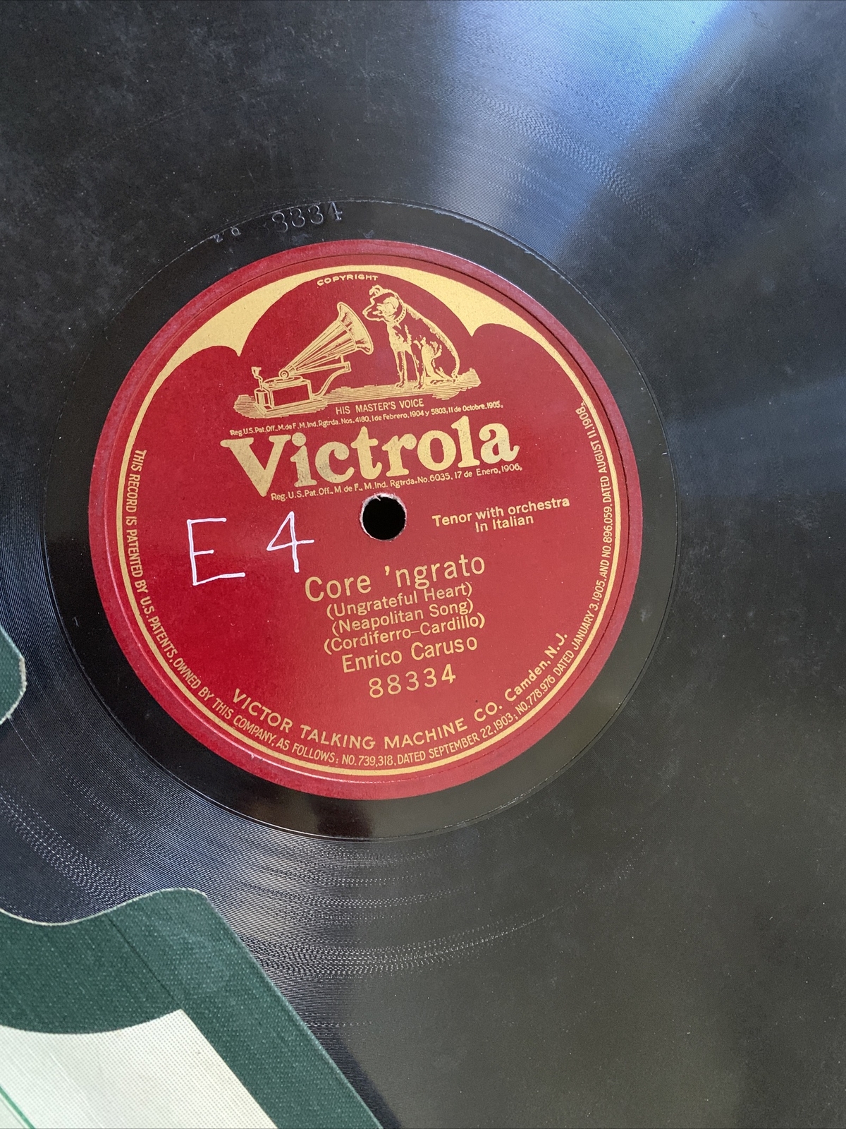 Enrico Caruso Victrola 78 rpm RECORDS 12" D, Glass Base - Collection ...