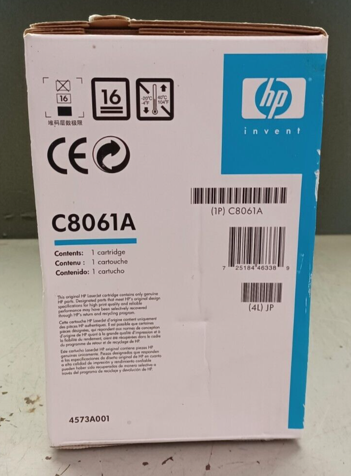 NEW OEM Genuine HP LaserJet 61A C8061A Black Toner Print Cartridge ...