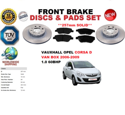 FOR VAUXHALL OPEL CORSA D VAN 1.0 06-08 FRONT BRAKE DISCS SET + BRAKE ...