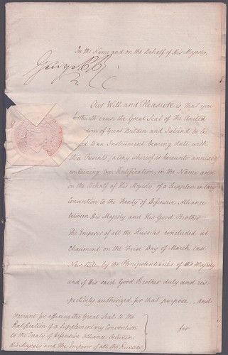 KING GEORGE IV (GREAT BRITAIN) - DOCUMENT SIGNED 07/15/1813 WITH CO ...