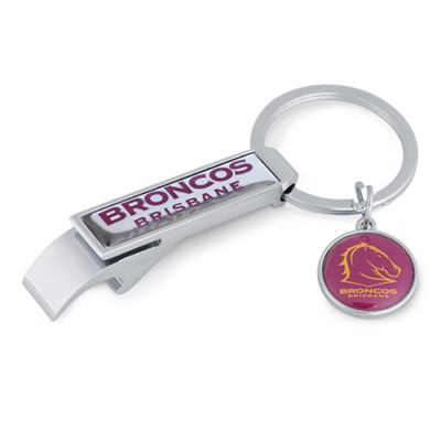Brisbane Broncos NRL Metal Keyring Key Ring Bottle opener with Pendant ...