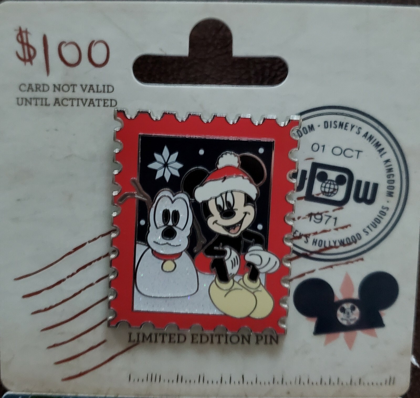 Disney 2021 Stamp Mickey Pluto Snowman LE Pin gift card not included | eBay