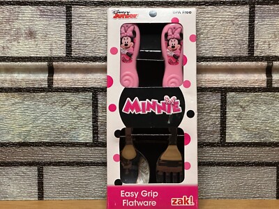 Disney Minnie Mouse Pink Spoon & Fork Kids ZAK Flatware Set Easy Grip ...