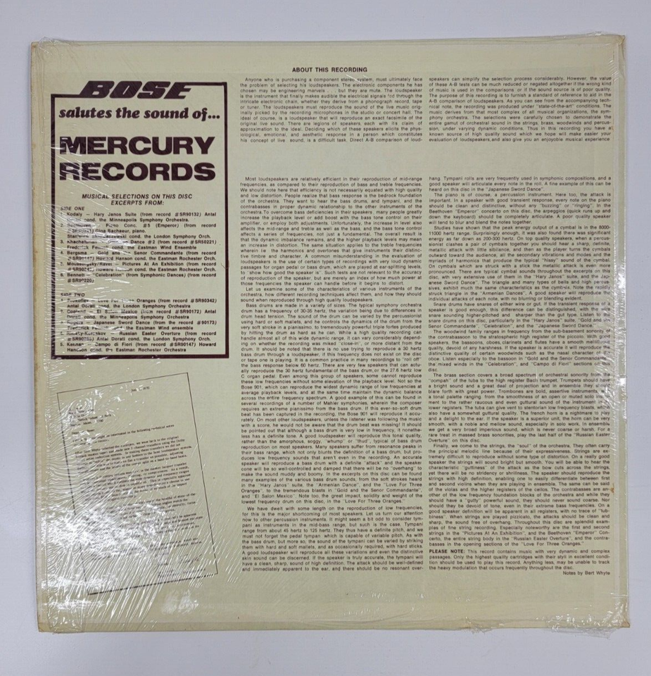 BOSE Salutes The Sound Of Mercury Records Vinyl LP 1970 Demonstration ...