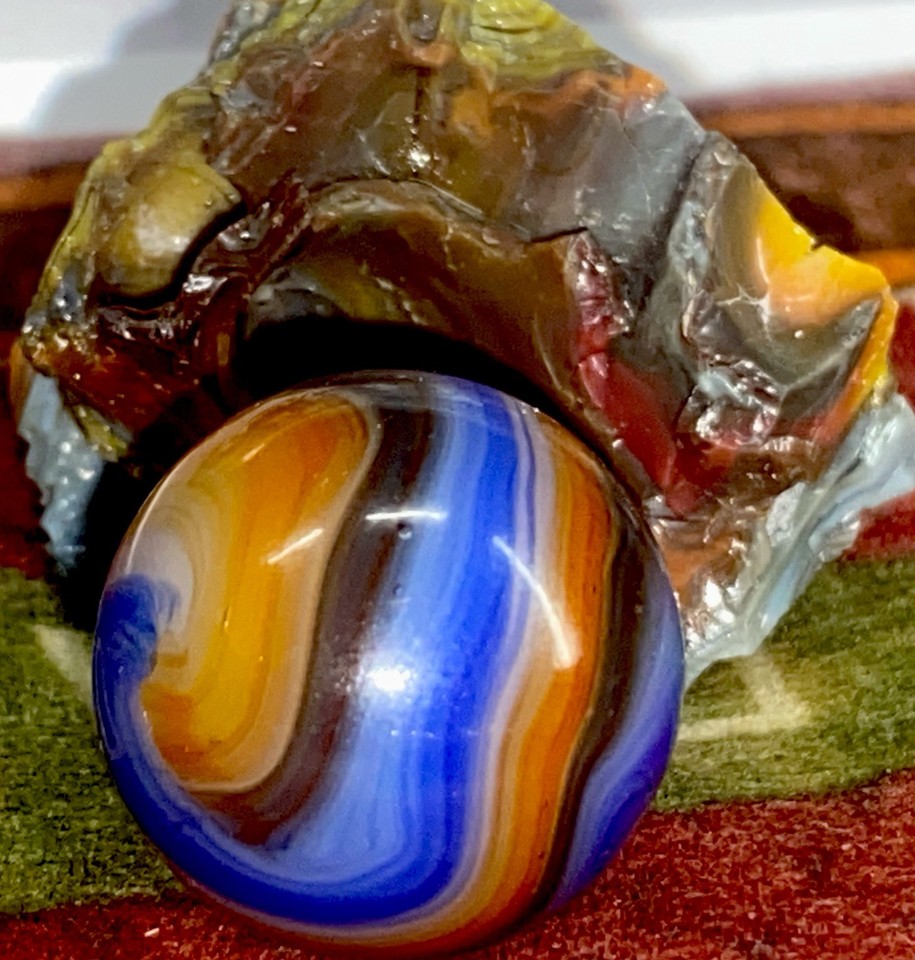 😎“Hybrid”Vintage Akro“Popeye” Marble-.75 Mint W/ 5 Colors & Piece Of ...