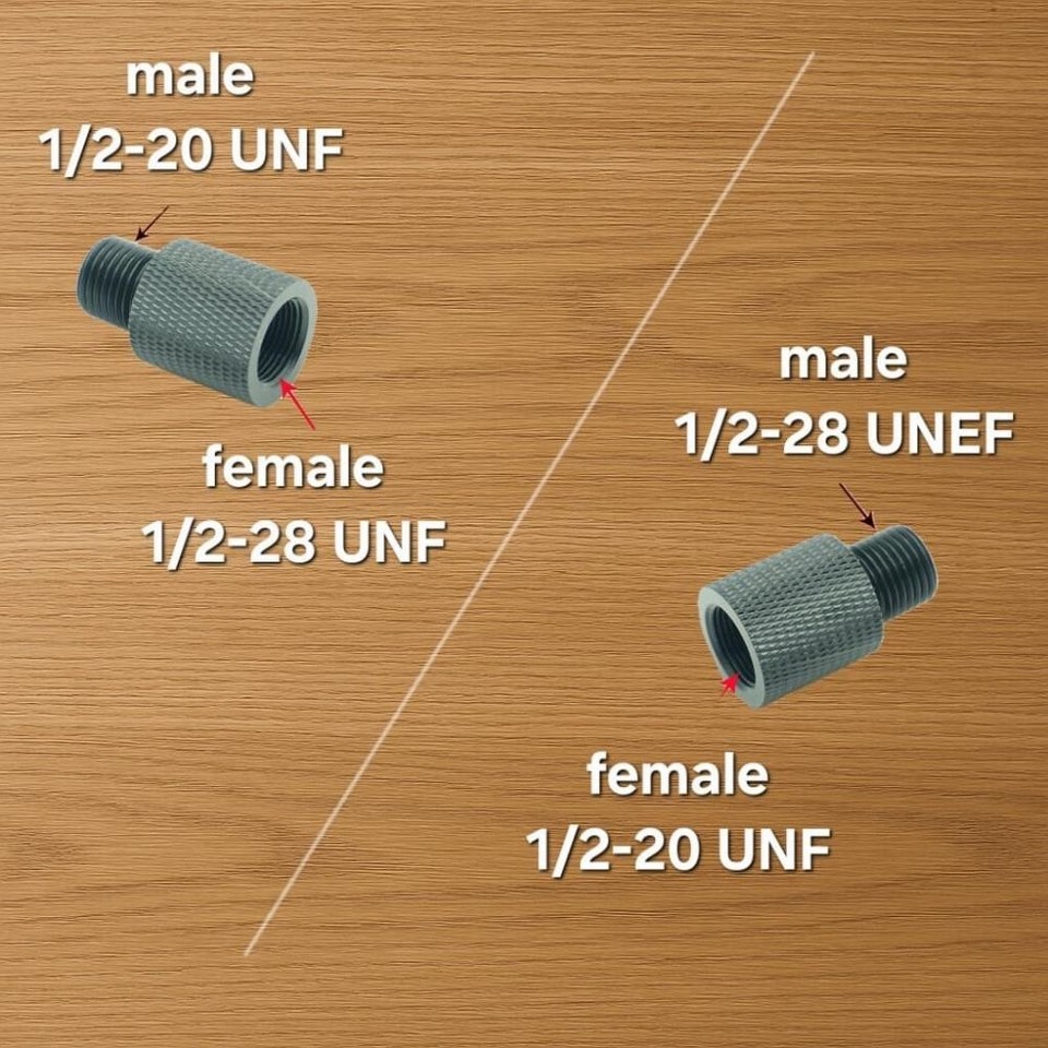 Threaded Adapter Female Thread 1/2-20 UNF To Male Thread 1/2-28 UNEF ...