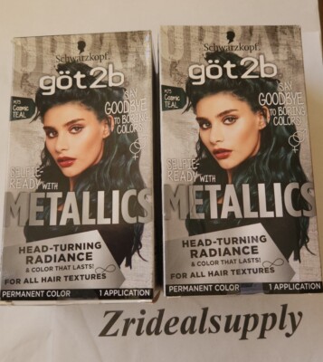 Schwarzkopf Got2b Metallics Permanent Hair Color Kit #M75 COSMIC TEAL ...
