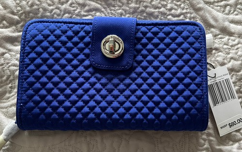 Vera Bradley Iconic RFID Turnlock Wallet in Gage Blue, Quilted ...